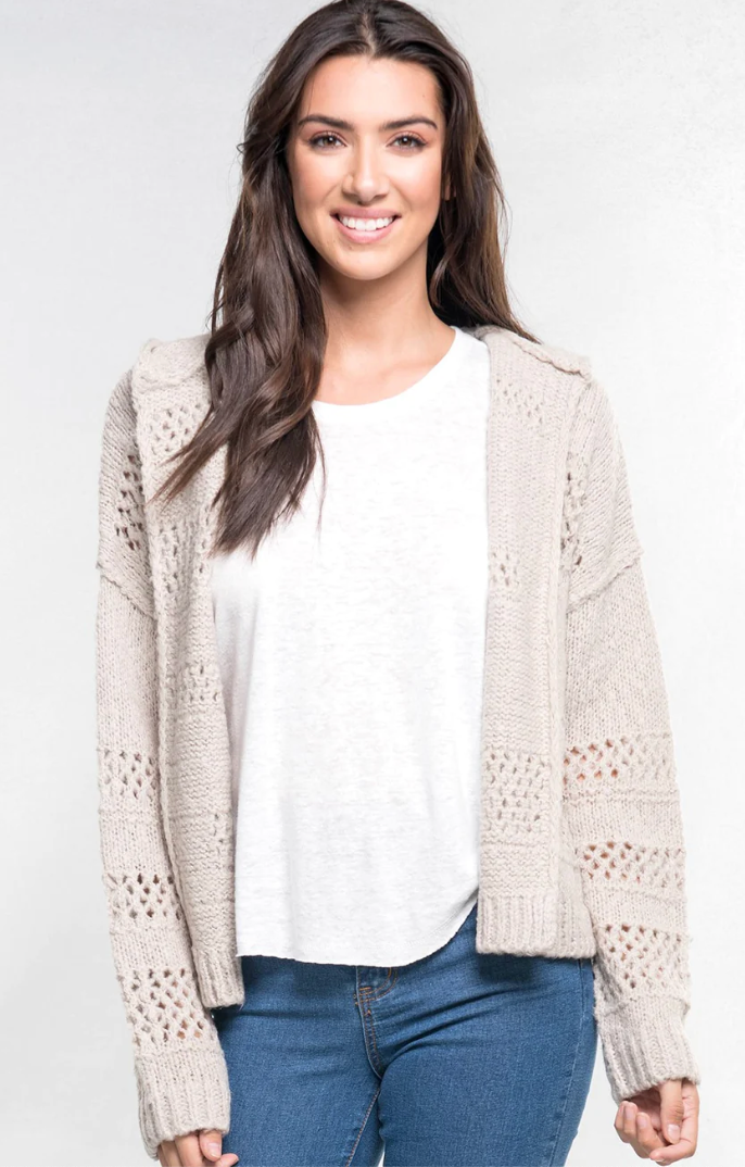 Crochet Stripe Open Front Hoodie – Elephant Clouds Apparel